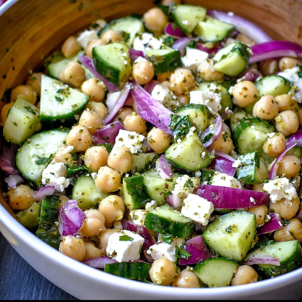 15-Minute Chickpea Cucumber Feta Salad